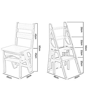 WOMELF Stool Home Step Stools,Stairway Chair with 4 Steps for Home Fashion Solid Wood Folding Chair Multifunction Stepladder Step Stool Step Ladder Fold up Library/Kitchen/Office Steps