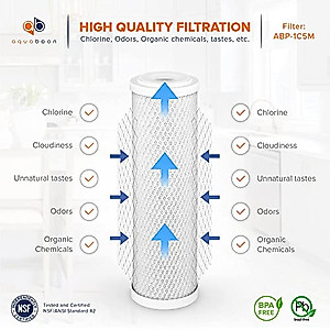 Aquaboon Universal 5 Micron 10 x 2.5 inch Cartridge | Premium Whole House Replacement Water Filter Cartridge | Coconut Shell Activated Carbon Block CTO | Compatible with Whirlpool WHA2BF5, 6 Pack
