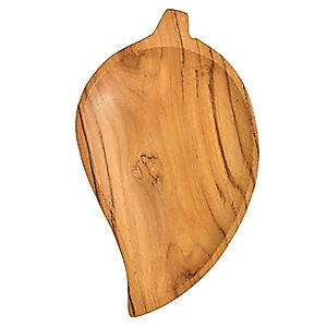 AeraVida Vintage Nature Leaf-Shaped Teak Wood Serving Platter or Bowl | Wooden Platters for Serving Food | Teak Wood Leaf Platter | Leaf-Shaped Wooden Platter