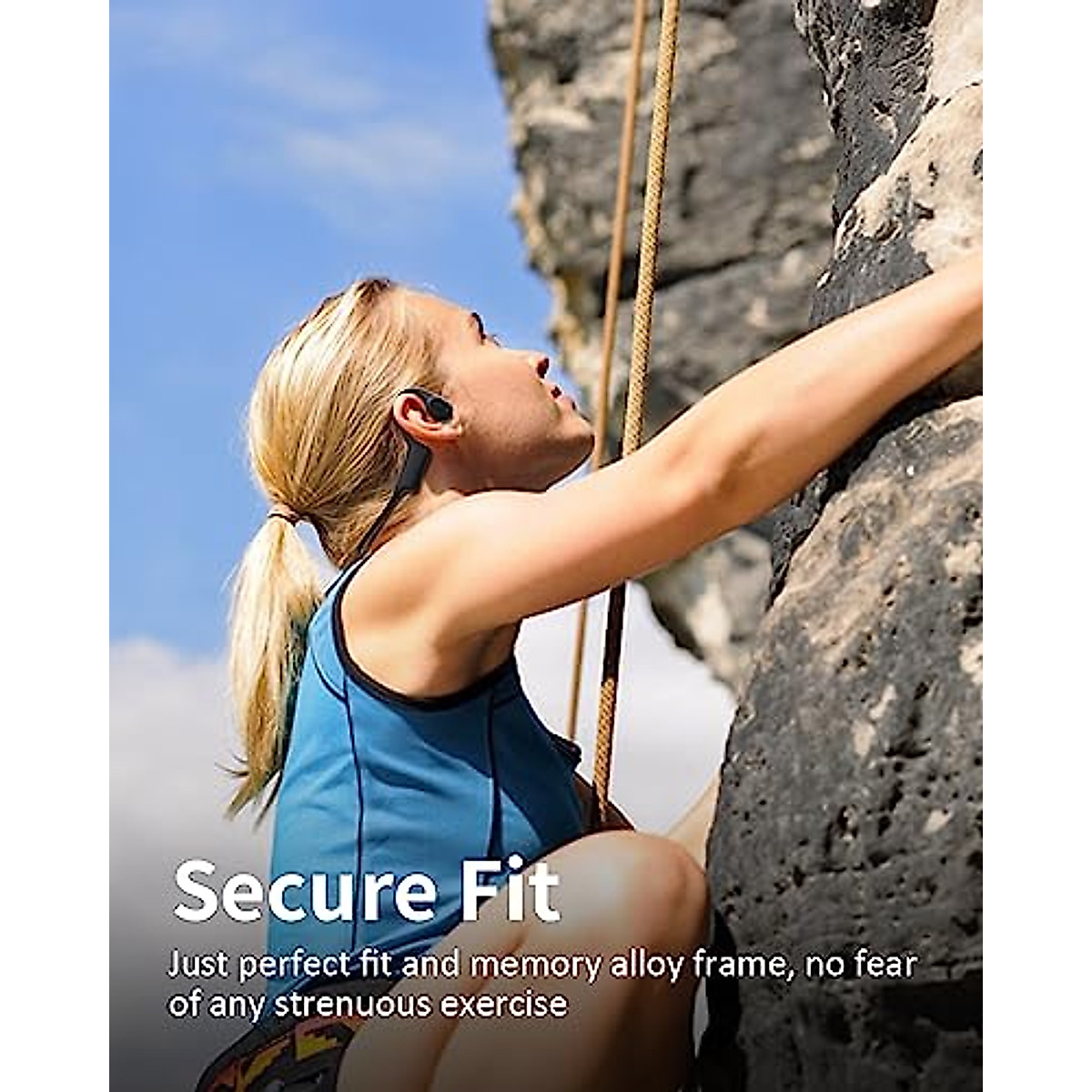 Bone Conduction Headphones, IPX7 Waterproof Open Ear Headphones with 32G MP3 Player Bluetooth 5.3 Wireless Headset Sport Headphones with Built-in Mic, Sweatproof Headset for Running, Cycling