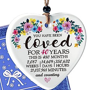 40th Birthday Gifts Ceramics Heart Plaque for Women Gift Idea for Fortieth 40th Birthday Anniversary Presents Ideas for Women Turning 40