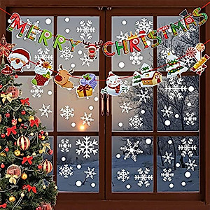 POSUGU Merry Christmas Banners Party Decoration Hanging Bunting Set 5 Pcs Indoor Garland Wall Window Fireplace Decor Xmas DIY Signs Ornament Home Office Scene Supplies, Red&Green, 7.3*6.1*1.5inch