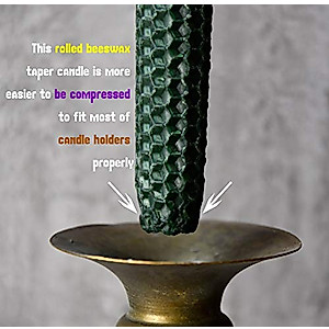 6 Count Beeswax Taper Candles Hand Rolled - Smokeless Dripless -Natural Scent - 8 Inch in White