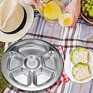 Litewoo Stainless Steel Round Divided Plate 6 Sections
