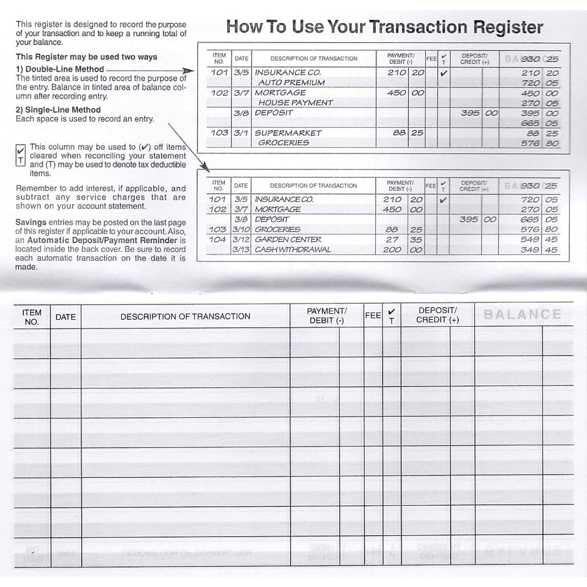 12 Check registers for Personal Checkbook - Checkbook Ledger Transaction Registers Log for Personal or Business Bank Checking Account, Saving Account, Deposit, Credit Card, and Large Booklet