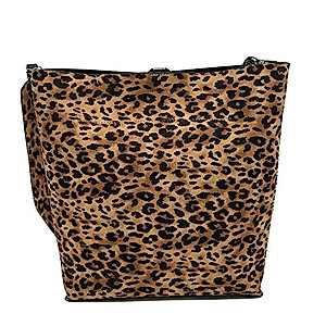 FiveloveTwo Ladies Women 2Pcs Handbag Leopard Print Shoulder Crossbody Bag PU Leather Totes Hobo Purse Clutch Brown