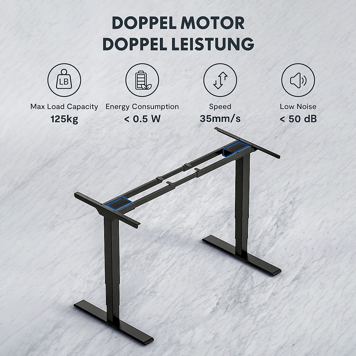 SANODESK Dual Motor 3 Stage Electric Adjustable Standing Desk Frame Heavy Duty 275lbs Load Capacity for Home Office (Black Frame Only)