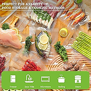 Vacuum Sealer Bags, 7 Rolls Food Storage Bags Rolls with 1 Marker & 80 Labels, BPA Free Commercial Grade Food Seal Bag for Microwave, Sous Vide, Freezer Food Storage - 6 Inch | 8 Inch | 10 Inch | 11 Inch Width (10 Feet Length)