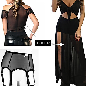 Superfine 4-Way Stretch Net Fabric Nylon Spandex Power Mesh, Pre-Cut 5 Yards Long 60" Wide, Lightweight Sheer (Black)