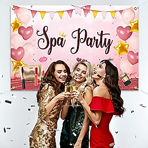 HAMIGAR 6x4ft Spa Party Banner Backdrop - Spa Birthday Decorations Party Supplies for Girls- Pink