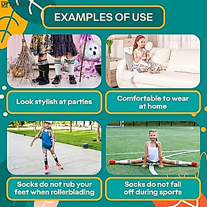 V TOWER 6 Pairs Soccer Socks for Girls Knee High Socks White Soccer Socks Youth Long Socks for Boys Black Socks for Boys 8-10 Years