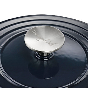 MegaChef 2 Quart Round Enameled Cast Iron Braiser Pan (Dark Blue)