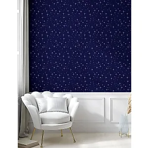 Ambesonne Space Peel & Stick Wallpaper for Home, Night Sky Stars Romantic Cosmos Themed Image Dotted Background Constellation, Self-Adhesive Living Room Kitchen Accent, 13" x 36", Purple White