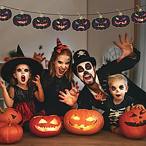 Gejoy 40 Pieces Halloween Scratch Art Paper Rainbow Colorful Pumpkin Scratch Card Paper with 40 Ribbons 12 Wooden Scratch Tools for Halloween Theme Party Kids School Home Activities