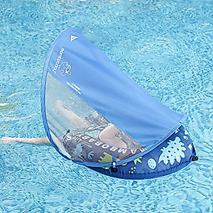 Mambobaby Newest Compressible Folding Baby Self-Inflating Float with Sun Canopy – Blue