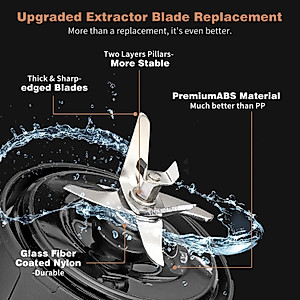 Revorit Blender Replacement Parts for Ninja, 2 24oz Cups with To-Go Lids, 7 Fins Extractor Blade, for Nutri Ninja Auto iQ BN801 BL480-30 BL640-30 BL642-30 NN100-30 BL2012 (2 Pack)