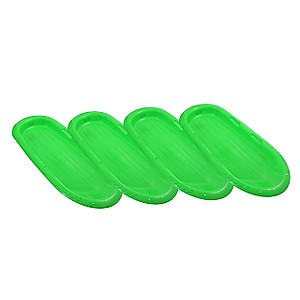 Superio Toboggan Snow Sled for Kids and Adults, 36" and 48" Heavy Duty Plastic Slider with Handles and Hole for Pull Ropes- Kid and Adult Winter Fun, 4 Pack (Green-48)