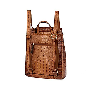 Fashion Convertible backpack Vegan Leather Travel Handbag Daily Shoulder Bag Multi Styles Colors (Red_Croco)