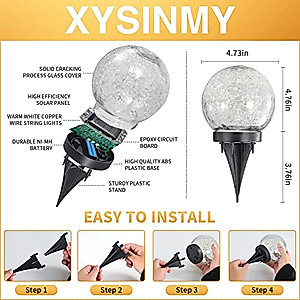 XKSINMY Solar Globes Lights Outdoor Garden Decor Solar Balls for Garden Crackle Glass Solar Lights 1 Pack for Outdoor Decor Decorations Pathway Patio Yard Lawn