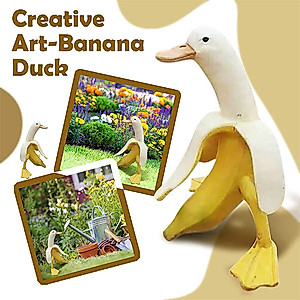 MAOSUO Banana Duck Sculpture Resin Creative Cute Ornament Art Statue Home Office Yard Garden Outdoor Indoor Decoration Home Decor DIY Art Craft Ideal Gift