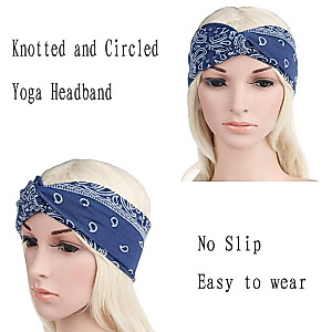 QIMOSHI 6 Packs Headbands for Women Cotton Knotted Yoga Sport Workout Fashion Hair Bands Headwrap