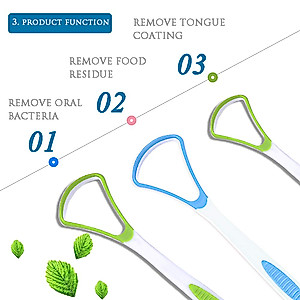 3PCS Tongue Cleaner, Soft Tongue Scraper, Oral Care Cleaners, Dental Scrapers Kits, Professional Eliminate Bad Breath, Premium Cleaning Tools (2Green+1Blue)