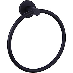 Bathroom Towel Ring Matte Black, Angle Simple Stainless Steel Bath Towel Holder, Wall Mounted Round Towel Hanger, 8-Inch