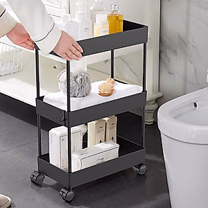 3 Tier Storage Shelves,Mobile Shelving Unit Organize,Bathroom Organizers with Casters Wheels for Bathroom Kitchen Laundry Narrow Places