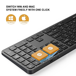ProtoArc Backlit Wireless Keyboard, K100 2.4G Ultra Slim Wireless Illuminated Keyboard Full Size Silent Keyboard, Rechargeable, USB/Type C Connection, Natural Typing, Windows/Mac(Black)