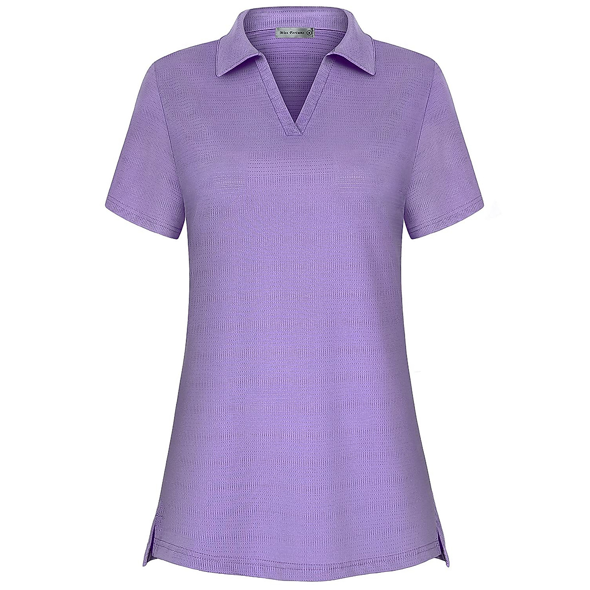 MISS FORTUNE Women Excersice Tops, Tennis Polo Shirts V-Necks Golf Top for Short Sleeves, Purple 3XL