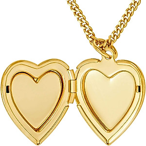 LIFETIME JEWELRY Inlaid Heart Locket Necklace for Women 24k Gold Plated