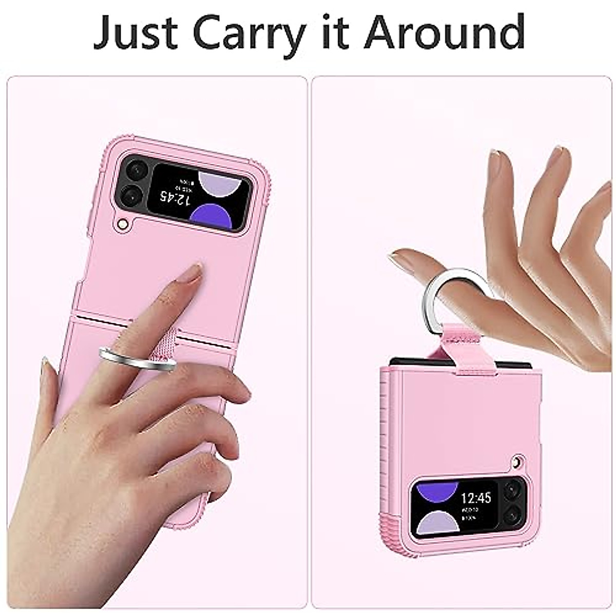 GUAGUA Compatible with Samsung Galaxy Z Flip 3 Case 5G 6.7 Inch Hybrid 2 in 1 Hard PC Soft TPU Heavy Duty Rugged Shockproof Full-Body Protective Phone Cover for Samsung Z Flip3, Pink