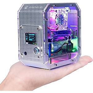 Pironman Mini PC Case for Raspberry Pi - Aluminum Alloy Tower Case with Fan, Tower Cooler, M.2 SATA SSD Expansion Board, 0.96" OLED, IR Receiver and Power Button for Raspberry Pi 4