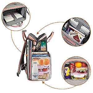 Lunch Backpack for Women, Insulated Cooler Lunch Box Laptop Backpack with USB Port for Women, Water Resistant Leak-proof Lunch Bag, College Computer Bookbag for Work Picnic Beach Fits 15.6 Inch