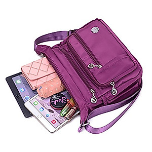 KARRESLY Women's Shoulder Bags Travel Handbag Messenger Cross Body Nylon Bags with Lots of Pockets(Black-L)