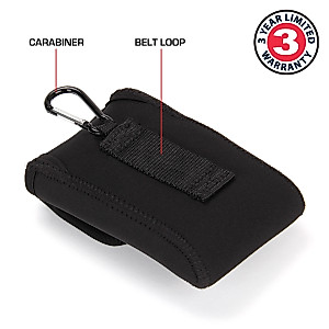 USA Gear Sunglasses and Eye Glasses Case - Glasses Holder with Belt Loop and Carabiner Clip for Reading Glasses, Kids and Adult Sunglasses, Safety Glasses, and More Eyeglasses (Black)