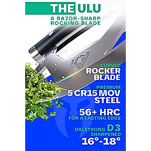 Dalstrong Ulu Knife - 7 inch - Rocking, Mincing, Slicing Meat & Herb Knife - Gladiator Series Elite - High-Carbon 5CR15MOV Steel - Razor Sharp Kitchen Knife - G10 Handle - w/Sheath