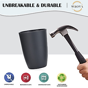 Wheat Straw Cups 8 PCS Good Alternative to Plastic Reusable Cups 12 oz Unbreakable Drinking Cup Reusable Dishwasher Safe Water Plastic Glasses with 4 Colors