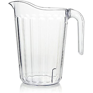 Arrow Home Products Clear Plastic Pitcher, 60 Ounce - 6 Pack Bulk Set for Bars and Restaurants - Space-Saving Stackable Design - Fill with Ice Water, Beer - Made in the USA, BPA Free, Dishwasher Safe