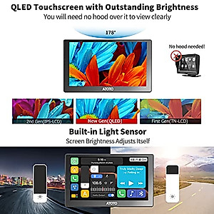 ATOTO P8 Portable Wireless Android Auto 7inch Car Stereo, Wireless CarPlay, with 1080P Dual Recording Cameras, Remote Control, WDR & Auto Dimmer, Fast Charge, Support Up to 128G SD, P807PR