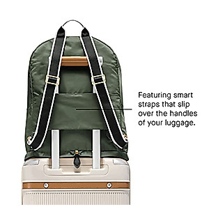 PARAVEL Fold-Up Travel Backpack | Safari Green | Everyday Lightweight, Packable Travel Hiking Nylon Daypack | Carry On Luggage Bag with Trolley Sleeve for Women and Men