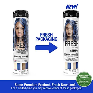 NO FADE FRESH Blue Color Depositing Shampoo - Semi Permanent Hair Color with BondHeal Bond Rebuilder - Blue Hair Dye 6.4 oz