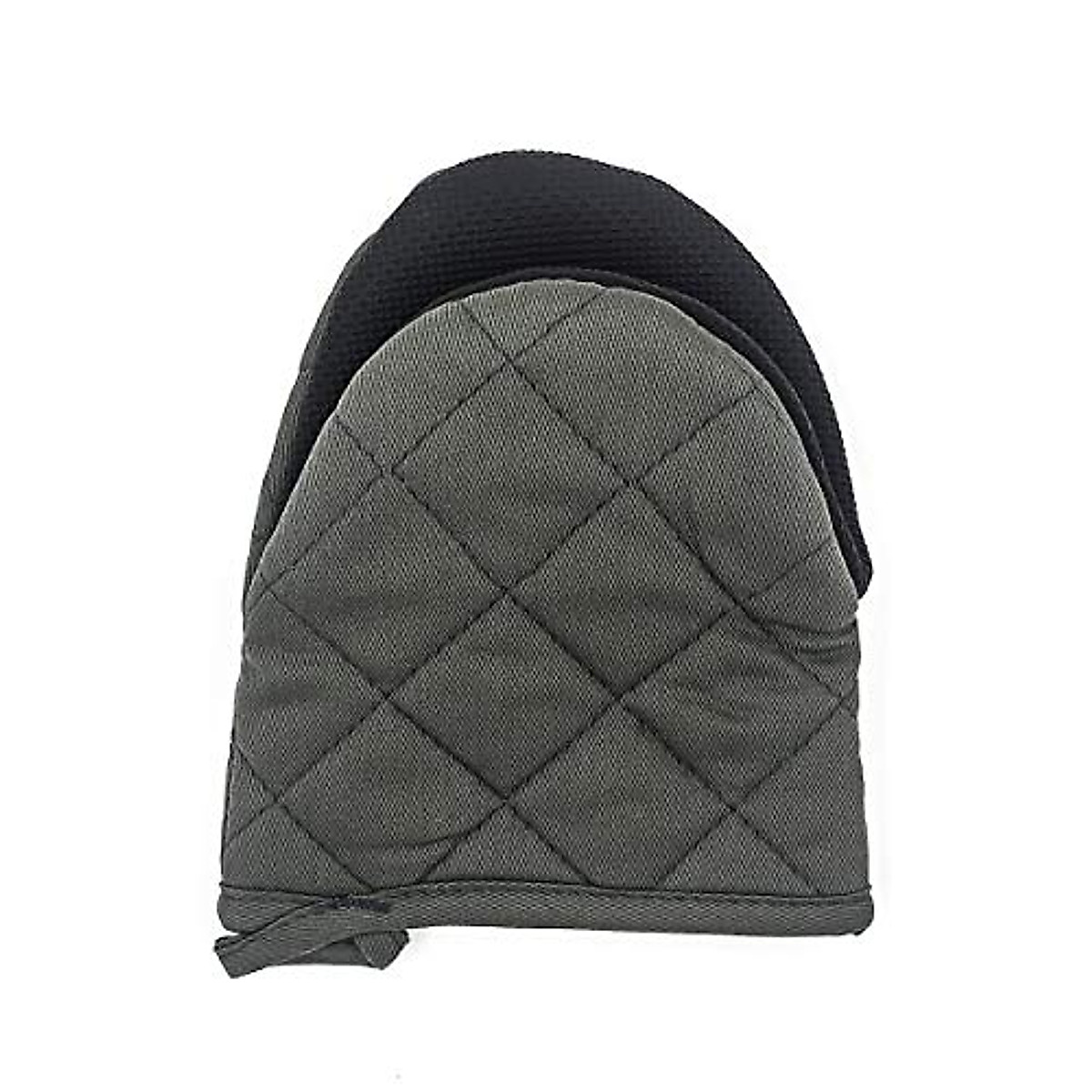 1 Pair Short Oven Mitts, Heat Resistant Silicone Kitchen Mini Oven Mitts for 500 Degrees, Non-Slip Grip Surfaces and Hanging Loop Gloves, Baking Grilling Barbecue Microwave Machine Washable (Gray)