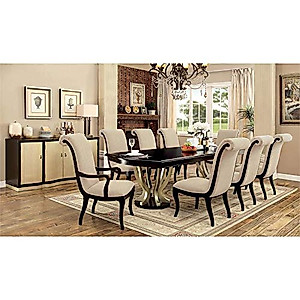 Furniture of America Gudrun Fabric Side Chair in Espresso and Beige (Set of 2)