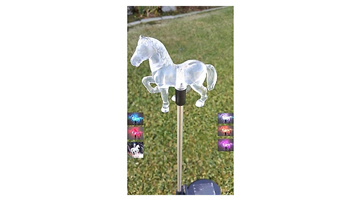 Unido Box Horse Solar Garden Stake Lights - Color-Changing Set of 2