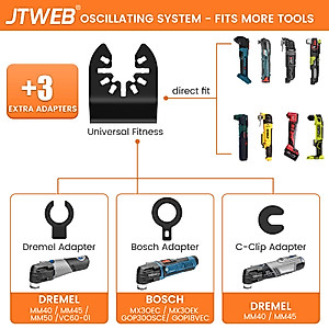 JTWEB 5PCS Titanium Oscillating Saw Blades Kit, Titanium Oscillating Multitool Blades for Metal Wood Nails Screws and Hard Material Cutting, Quick Release Oscillating Tool Blades fit Multiple Models