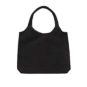 KEEVICI Add Your Image Text Custom Design Your Own Personalized Canvas Tote Bag (Black)