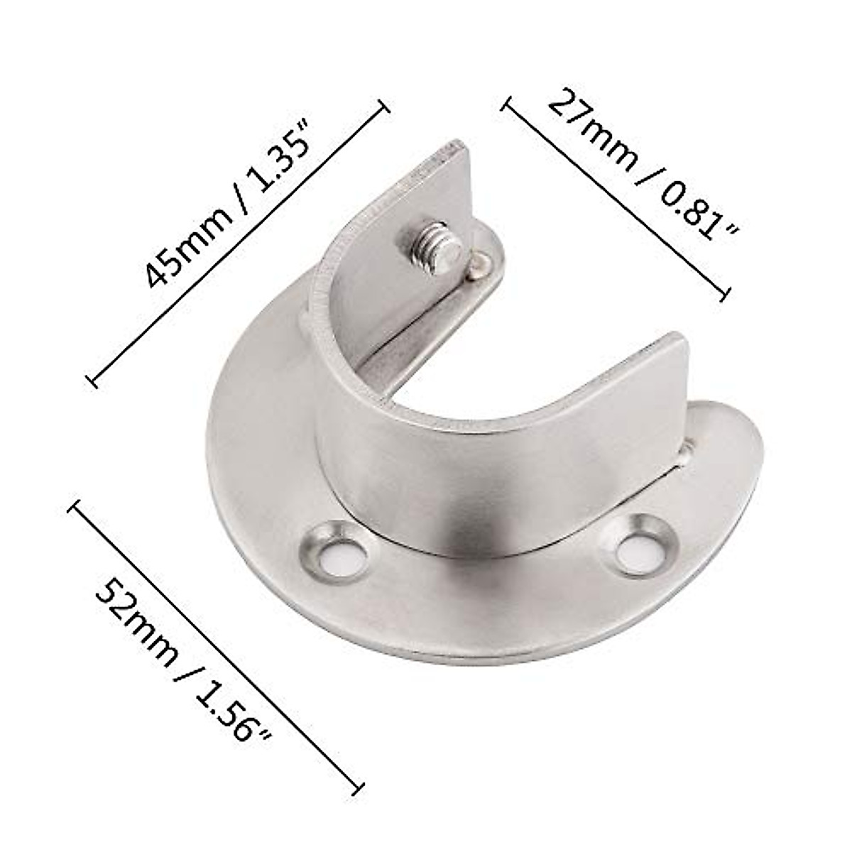 ULIFESTAR Stainless Steel Closet Rod Holder, Shower Curtain Rod Sockets Rod Flange Shelf Brackets,Heavy Duty Furniture Hardware Metal Shower Wardrobe Pole Holder Support,25mm Dia (2 PCS)