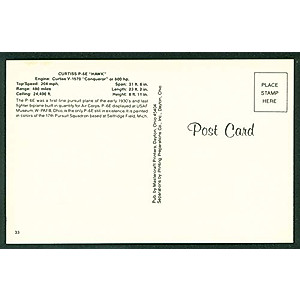 Curtiss P-6 Hawk Pursuit Airplane Fighter Biplane Air Corps 17th Squadron Postcard