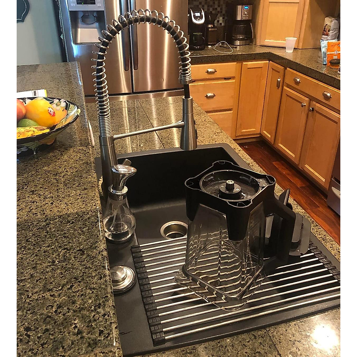 Ahyuan Roll up Dish Drying Rack Over The Sink Kitchen Roll up Sink Drying Rack Portable Dish Rack Dish Drainer Foldable SUS304 Stainless Steel Dish Drying Rack (17.7''x11.2'')